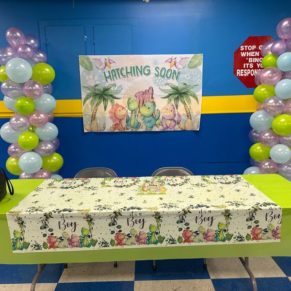 5x3ft Dino 'hatching Soon' Backdrop - Prehistoric Delight for Baby ...