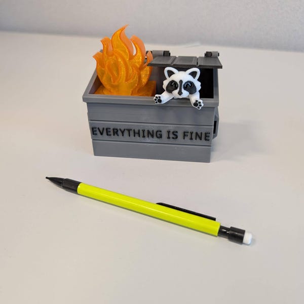 Dumpster Fire LED Desk Decor – Hand-painted Flame, Custom Text – Funny ...