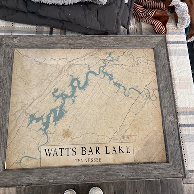 Printable Vintage Style Map Watts Bar Lake, Tennessee With City Names ...