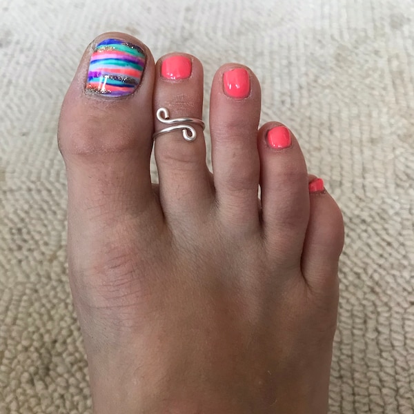 Toe Ring, Silver Toe Ring, Rose Gold Toe Ring, Midi Toe Ring ...