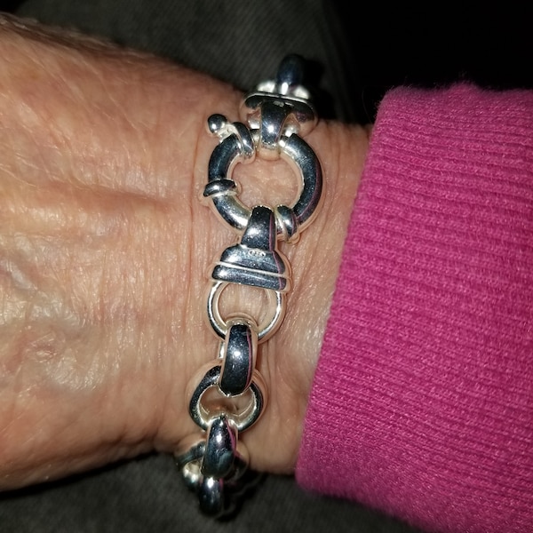 925 Sterling Silver Round Chunky Large Rolo Links Belcher Bracelet 8 ...
