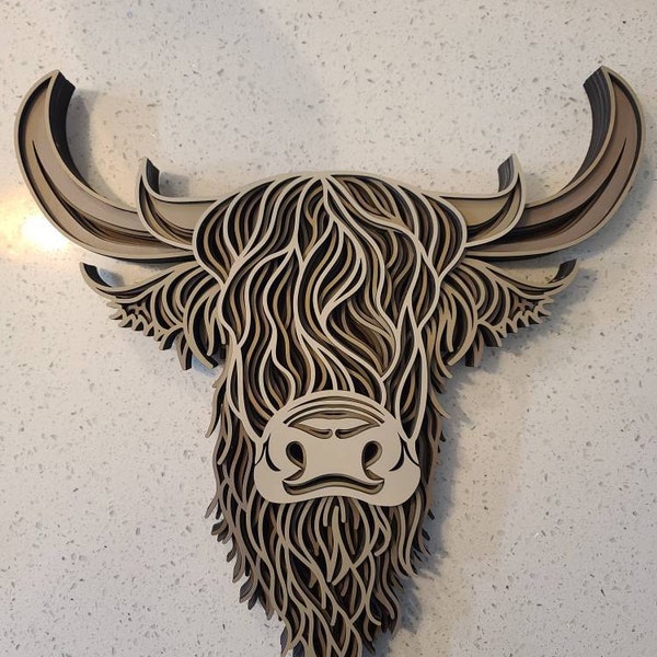 Layered SVG Highland Cow Svg Cut File 3d Layer Cow Mandala SVG Paper ...