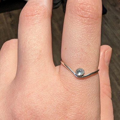 Chevron Ring, Stackable Ring, Birthstone Ring, Dainty Gemstone Ring, Minimalist Stackable ...