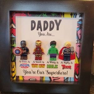 Gifts for Dad: Set of 8 Superhero Figures Personalised Framed Wall ...