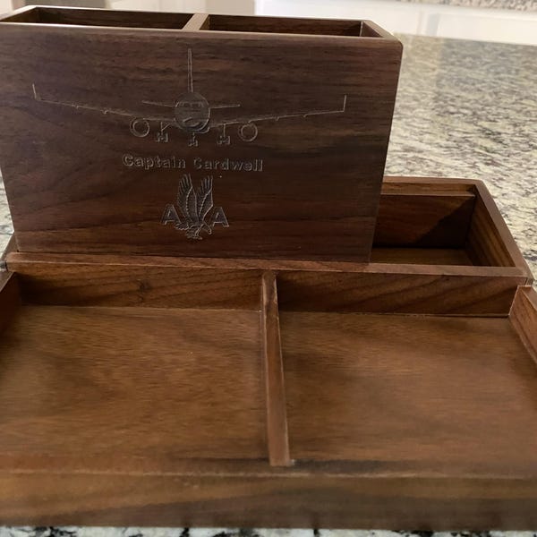 Personalized Premium Walnut Desk Organizer With Multi-compartments ...