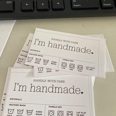 Im Handmade Printable Care Tags Labels PDF Only - Etsy