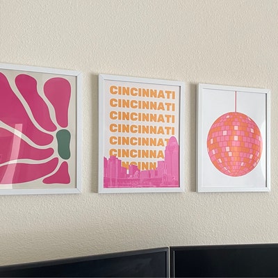 Take Me to the Disco Cowboy Pink and Orange Wall Art Disco - Etsy
