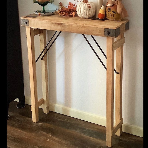 Handmade Reclaimed Wood Folding Console Table: Farmhouse Entryway - Etsy