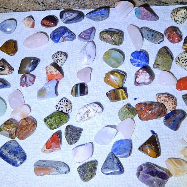 Assorted Tumbled Stones 0.5 in and 1 in BIG From 2oz Wholesale Bulk Lot ...