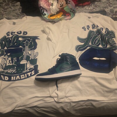 Sneaker Blessed Air Force 1 Oil Green Sneaker Matching Tee Shirt - Etsy