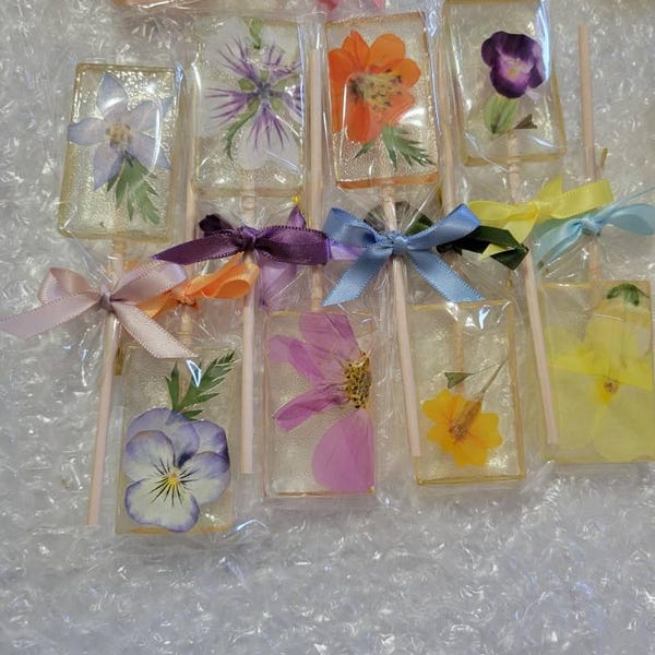 10 Wildflower Rectangle Lollipops - Etsy