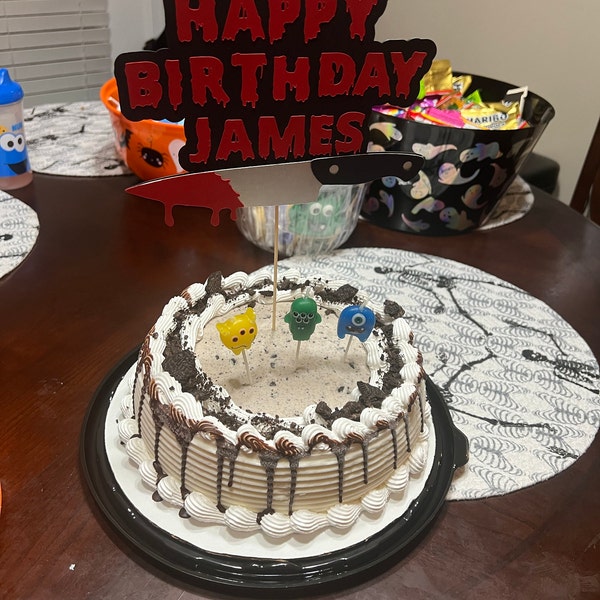 Killer Birthday Cake Topper - Spooky Birthday - Halloween Birthday ...