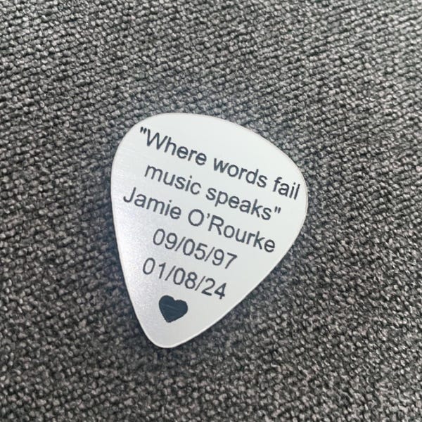 PERSONALISED GUITAR PLECTRUM Acrylic Music Themed Wedding Table ...