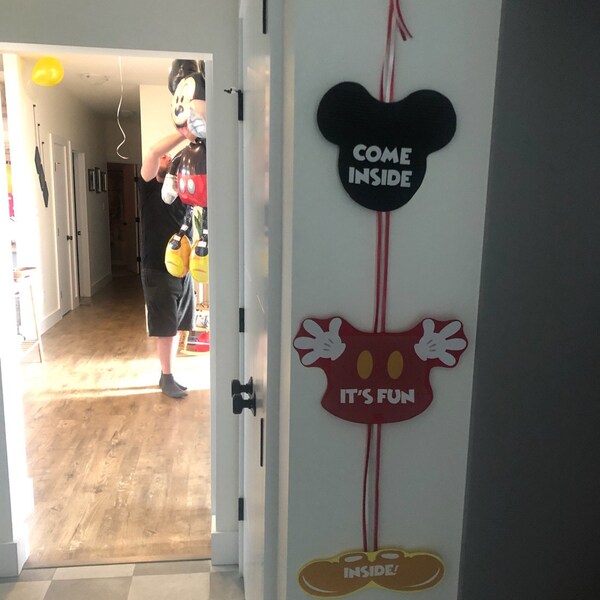 Mickey Mouse Door Sign Printable Birthday Decorations Come Inside It's ...