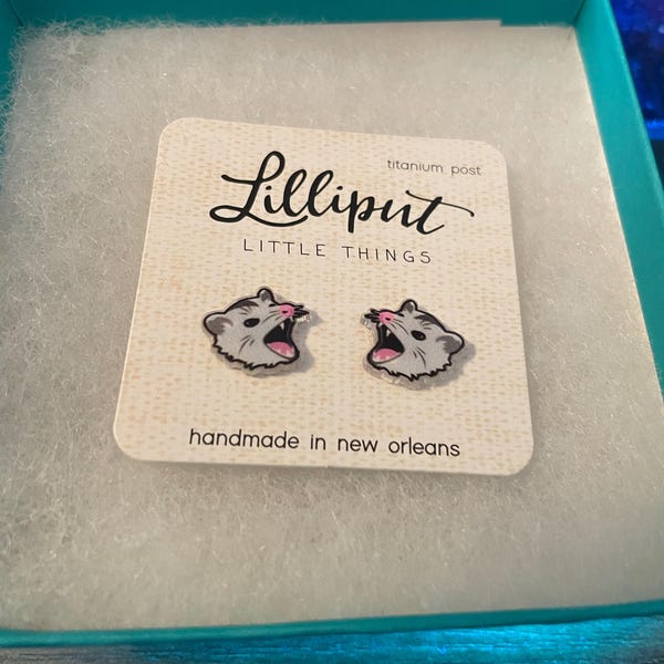Quirky Possum Earrings: Weirdcore Animal Jewelry, Titanium Post - Etsy