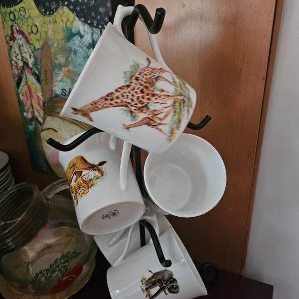 Wrought Iron Mug Holder | Mug Tree for Coffee Cup Storage | Kitchen ...