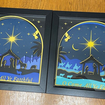 3D Nativity Scene Shadow Box, Christmas Shadow Box SVG, Christmas ...