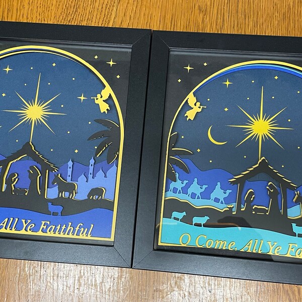 3D Nativity Scene Shadow Box, Christmas Shadow Box SVG, Christmas ...