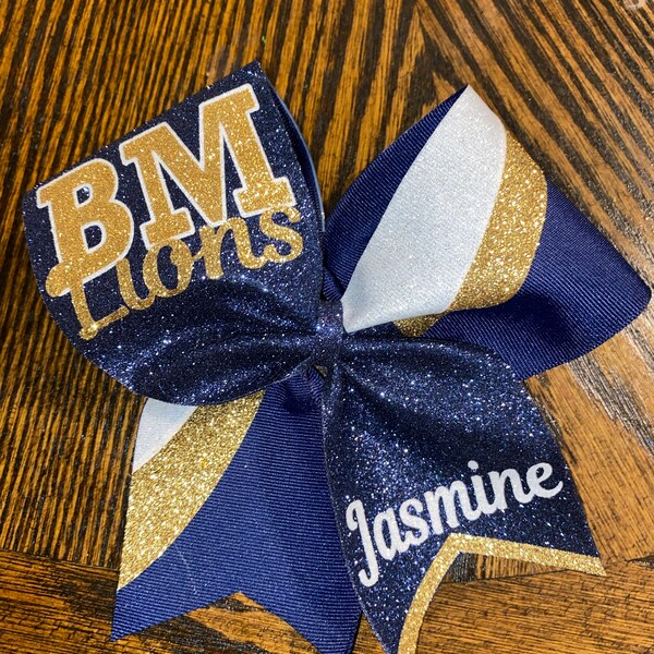 Black and Gold Cheer Bow, Custom Team Squad Bows, Great Sideline School ...
