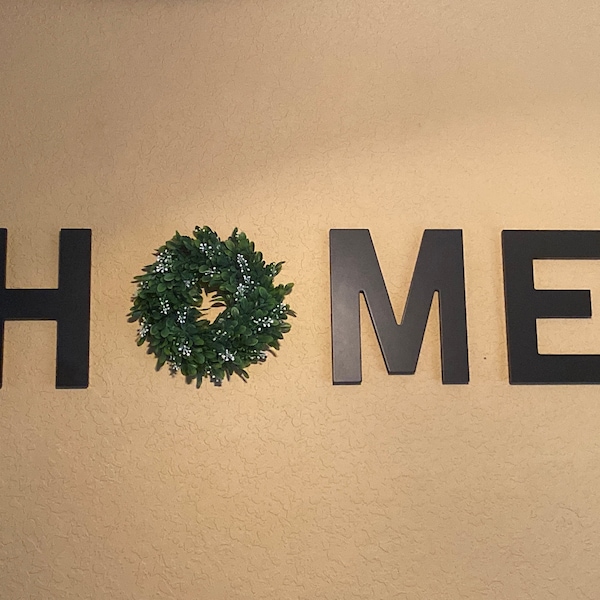 HOME Sign - Home Letters With Wreath - Farmhouse HOME Sign Wall Decor ...