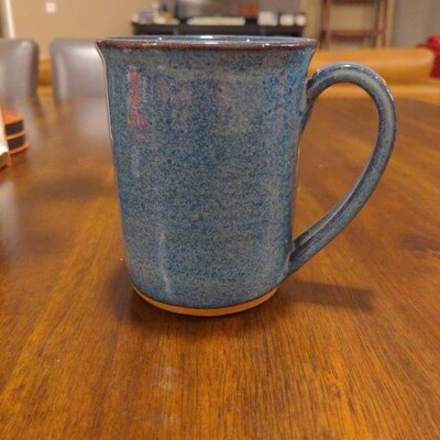 Large Coffee Mug Pottery Coffee Mug 16 Ounce Blue Ceramic Coffee Mug ...