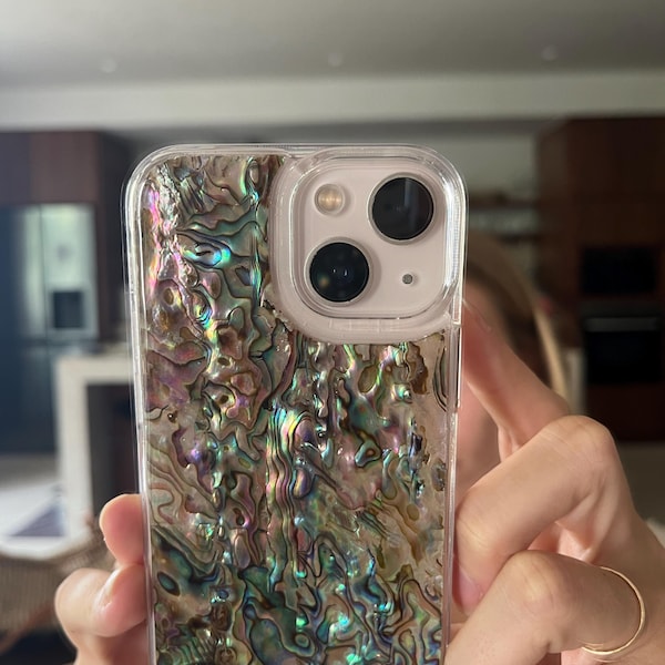 Abalone Shell Phone Case Iridescent Cover for iPhone 16 15 14 13 12 11 Pro Max /16pro/16promax ...