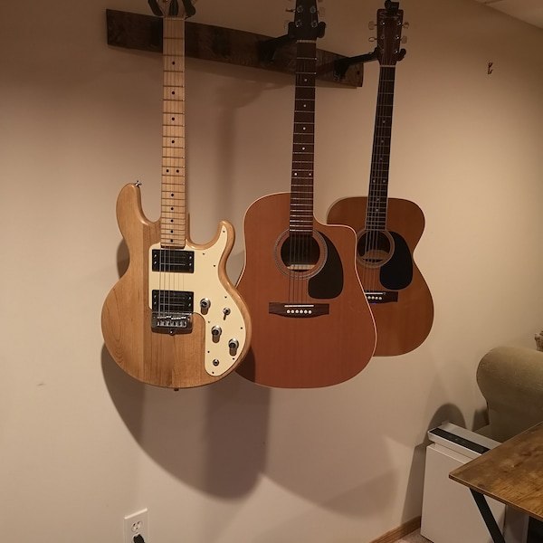 Four Guitar Hanger Made From Whiskey Barrel | 4 Guitar Holder/wall ...