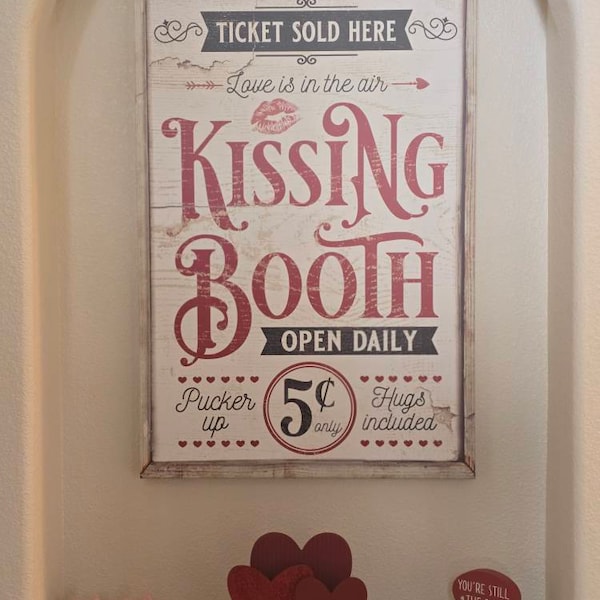 Valentines Day Decor | Kissing Booth Sign | Modern Farmhouse Wall Decor ...
