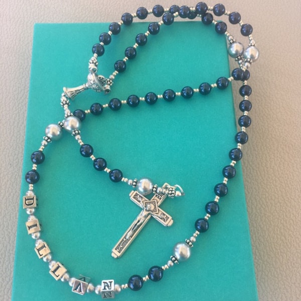 First Communion Rosary, Communion Gift, Personalized Rosary, Boy Rosary ...