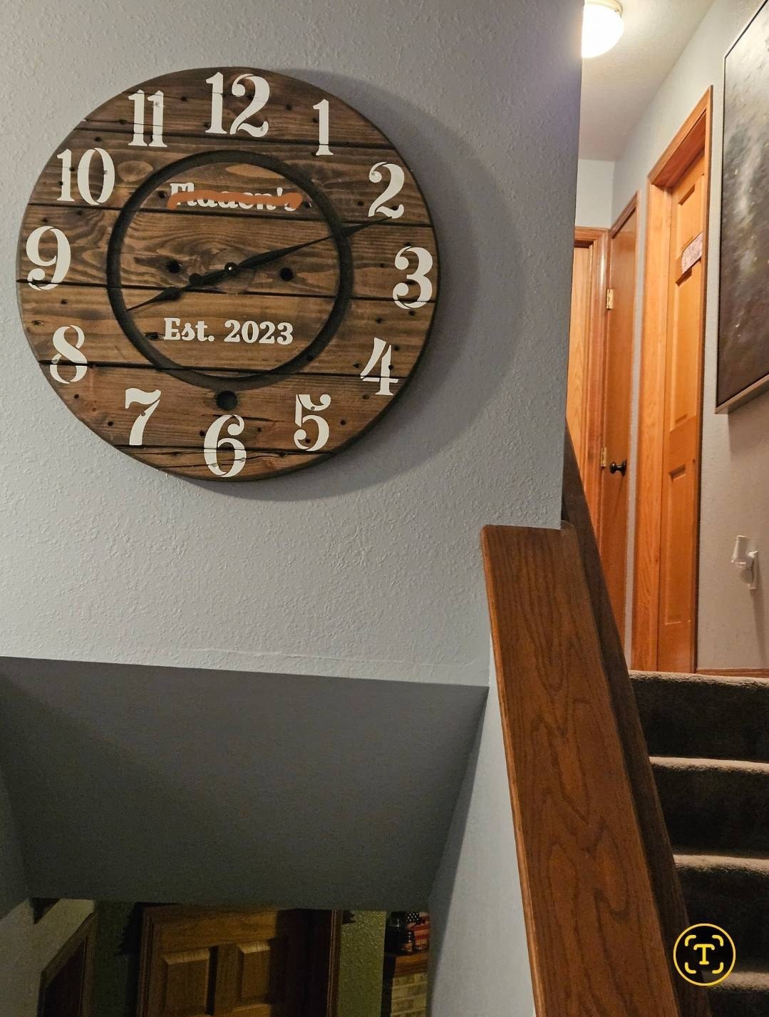 Farmhouse Wood Spool Wall Clock - 20 to 36 IN Round Wooden Clock ...