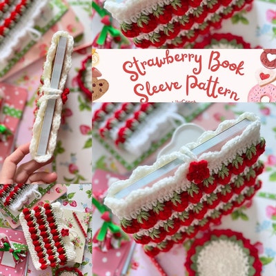 PDF FILE ONLY Strawberry Book Sleeve Crochet Pattern, Berry Book Sleeve ...