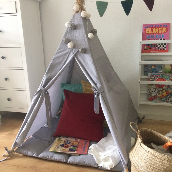 Teepee for Kids Customized From Cotton Plain Gray, Teepee Tent for ...