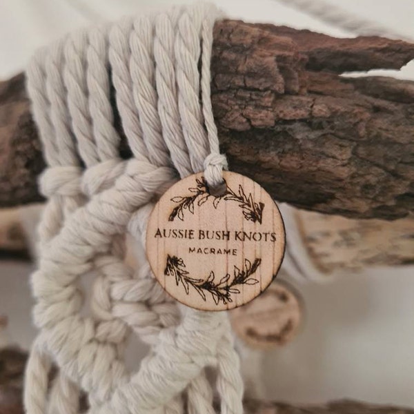 Custom Wooden Tags Laser Cut Engraved Personalized Logo, Timber Sew in ...