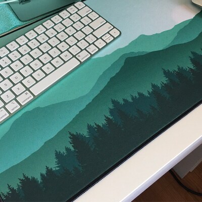 Mountain Landscape Green Desk Mat, Extra Large Desk Mat, Large Gaming ...