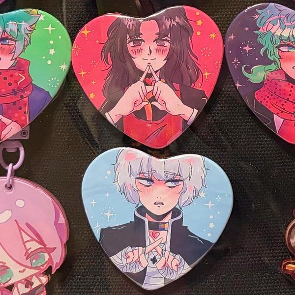 YTTD - 2.25" Heart Button Badges - Visual Novel | Anime Gift | Ita Bag ...