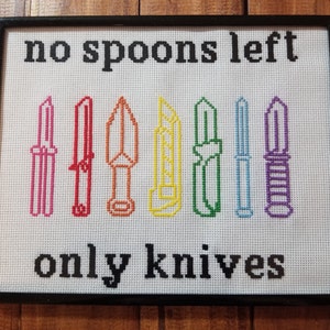 No Spoons Left Only Knives Digital Cross Stitch Pattern - Etsy