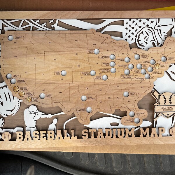 Baseball Stadium Travel Map, Stadium Bucket List, Baseball Bucket List ...