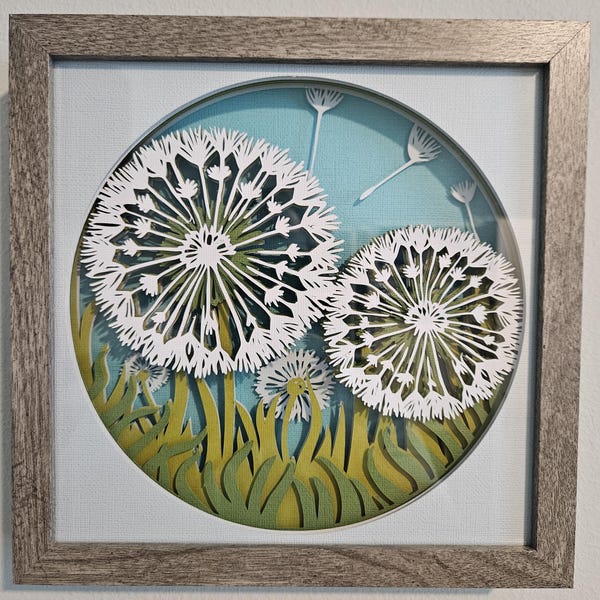 Dandelions SVG Shadow Box Template, 3D Layered Papercut (svg, Dxf, Pdf ...
