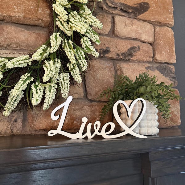 Love With Hearts Freestanding Wood Sign, Shelf Decor, Bridal Desk ...