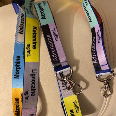 5 Pack Anaesthetic Lanyards Medical Drug Labels Critical Care - Etsy ...