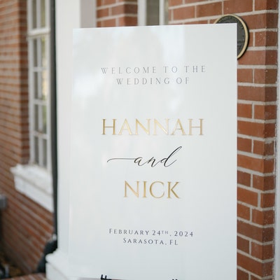White Acrylic Wedding Welcome Sign Acrylic Welcome Sign Wedding Signage ...