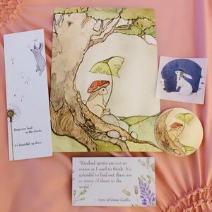 Rainy Day Bunny mini Art Print 5x7 Bookmark and Sticker - Etsy