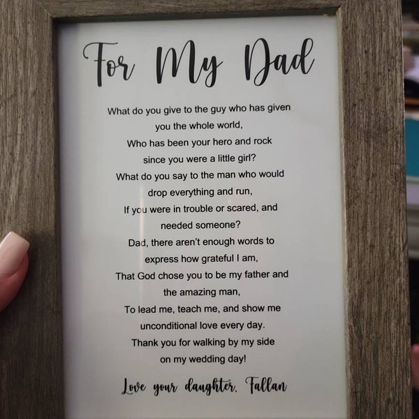 Father of the Bride Poem, Personalized Framed Dad Poem, Personalized ...