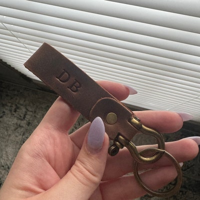 Personalized Leather Keychain. Custom Leather Keychain. Monogrammed ...