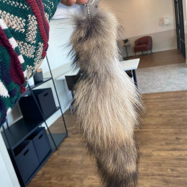 Real Fur Coyote Tail 16"-18" Totem Key Chain Key Ring Furry Animal for ...