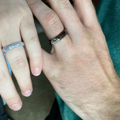 Lilac and Silver Flakes Resin Rings Promise Ring for Her - Etsy