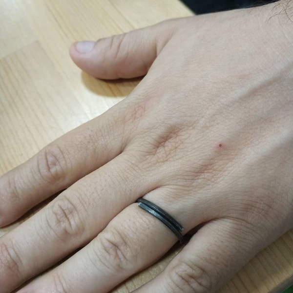 Minimal Iron Ring, Simple Black Ring, Handmade Adjustable Ring, Plain ...