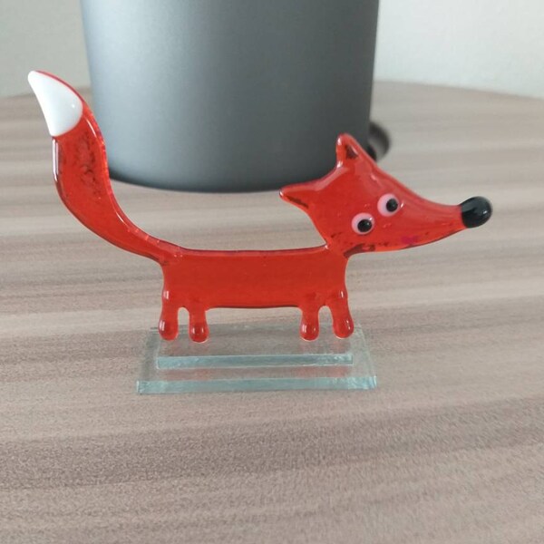 Glass Fox Figurine, Fused Glass Fox, Glass Figurine, Glass Animals ...