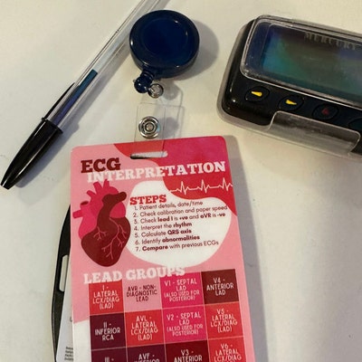 12-lead ECG Interpretation Criteria Cardiac Nursing Reference Badge ...