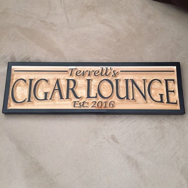 Personalized Cigar Lounge Sign / Custom Bar Sign Rustic Wedding Decor ...